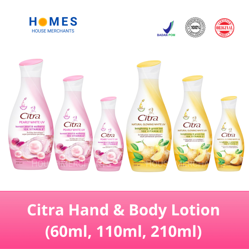 Jual Citra Hand & Body Lotion Varian Pearl Natural & Bengkoang | Shopee Indonesia