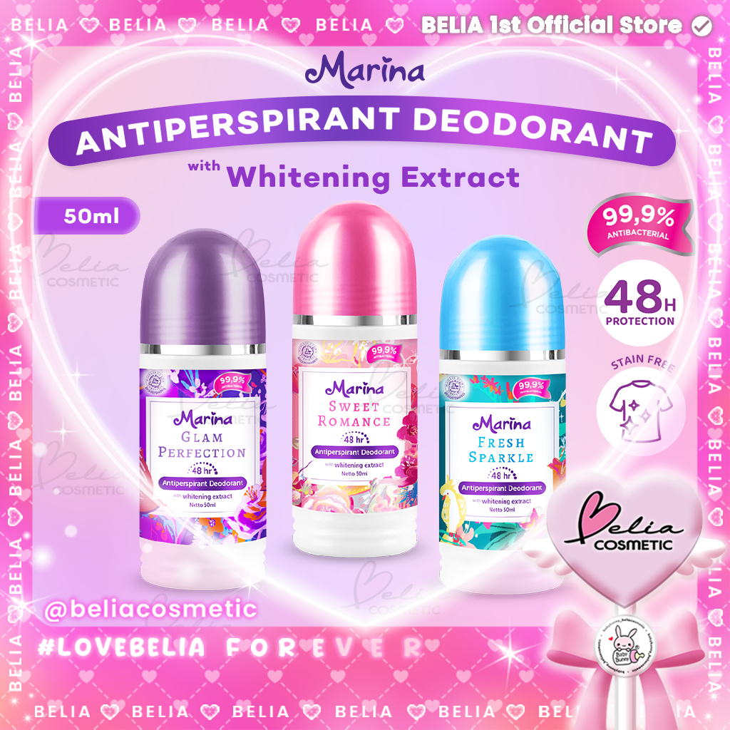Jual [ BELIA ] MARINA Antiperspirant Deodorant 50ml | 48hr With ...