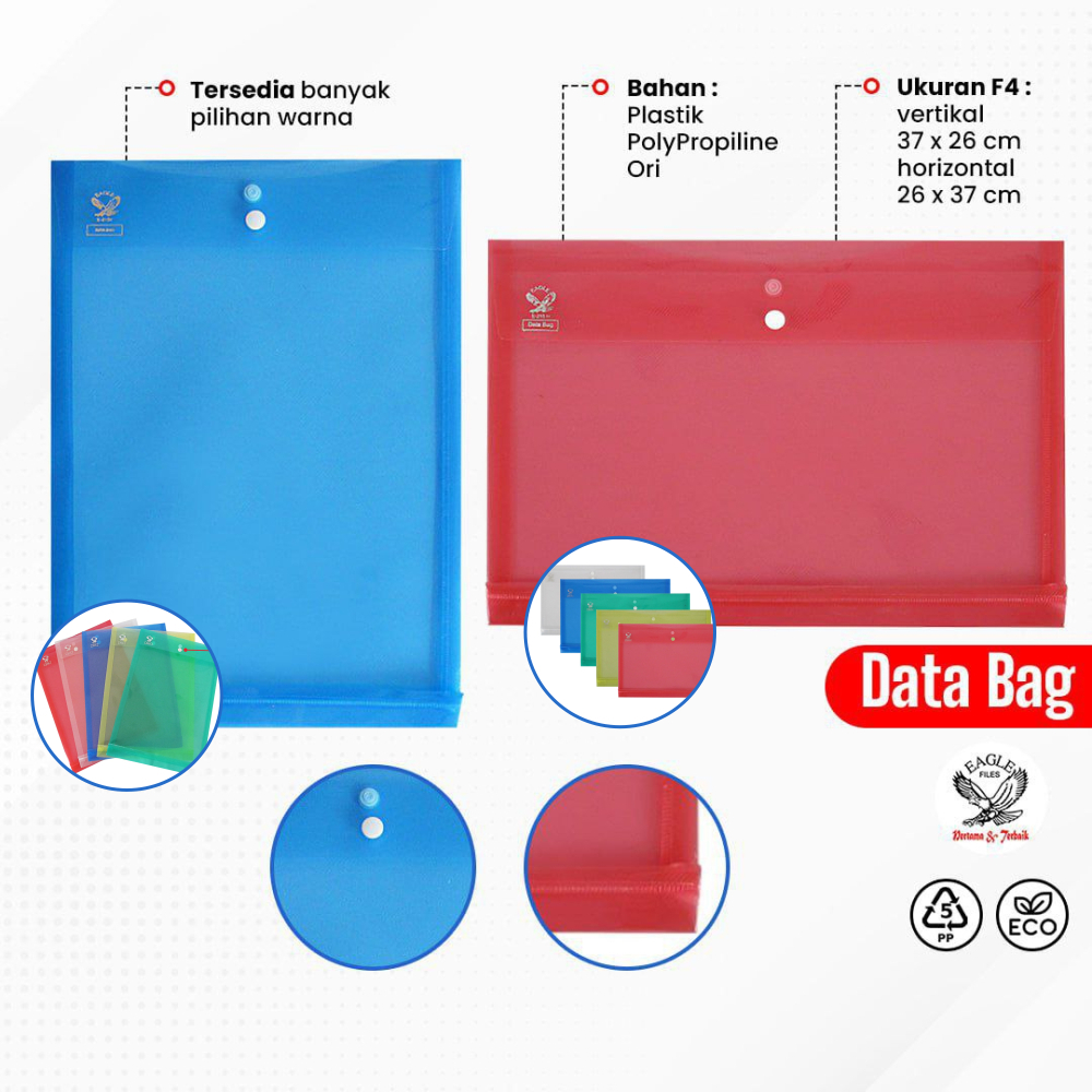 Jual Map Plastik Kancing F4 EAGLEFiles Bening Punggung Data Bag ...