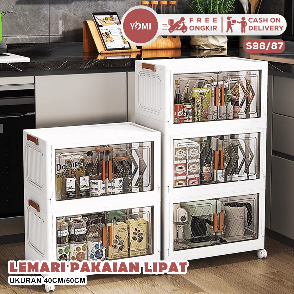 Jual YOMI Lemari Pakaian Lipat 40CM/50CM S98/S87/ Storage Box Lipat ...