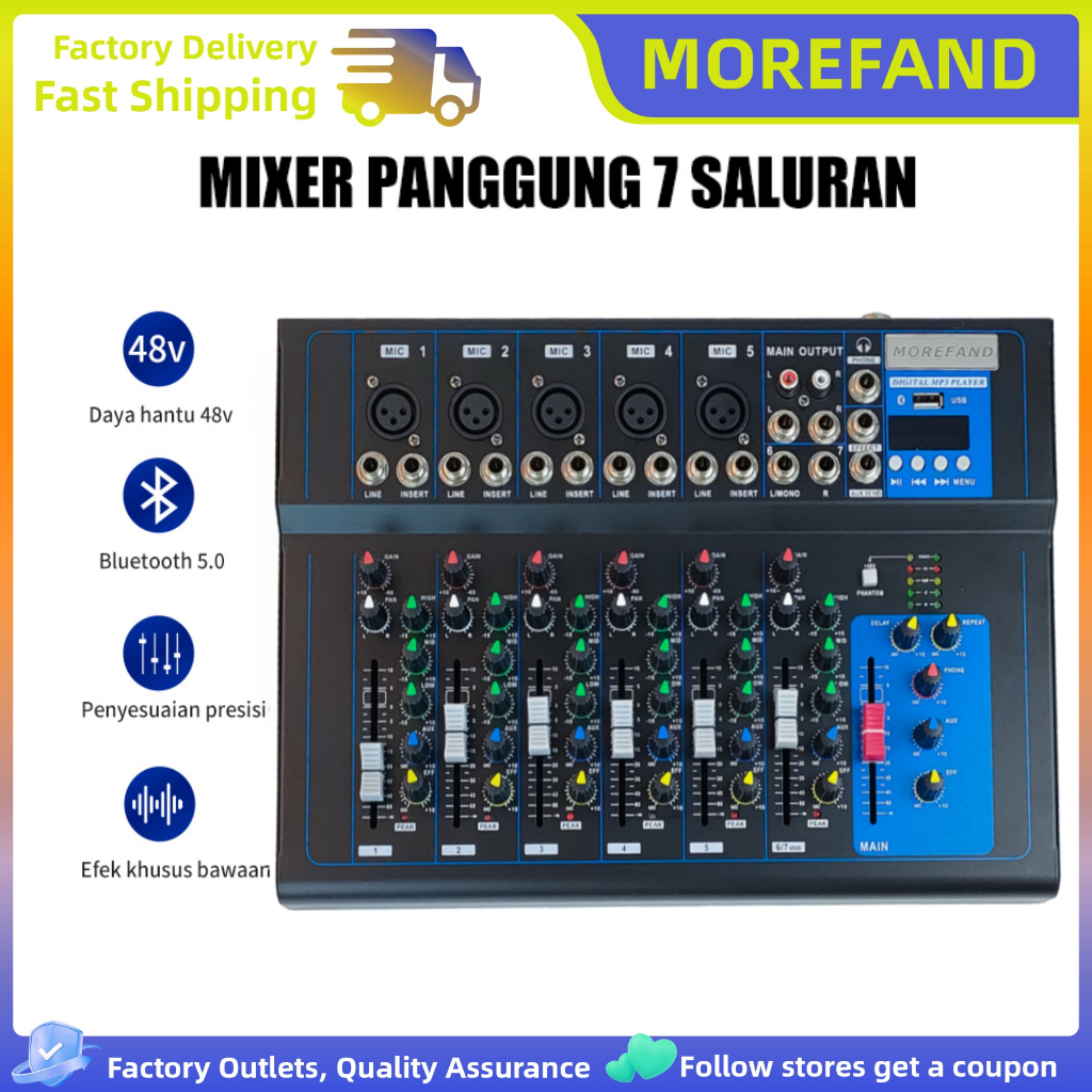 Jual Mixer Audio F7 7-Channel USB Bluetooth mixer DJ Professional PC ...