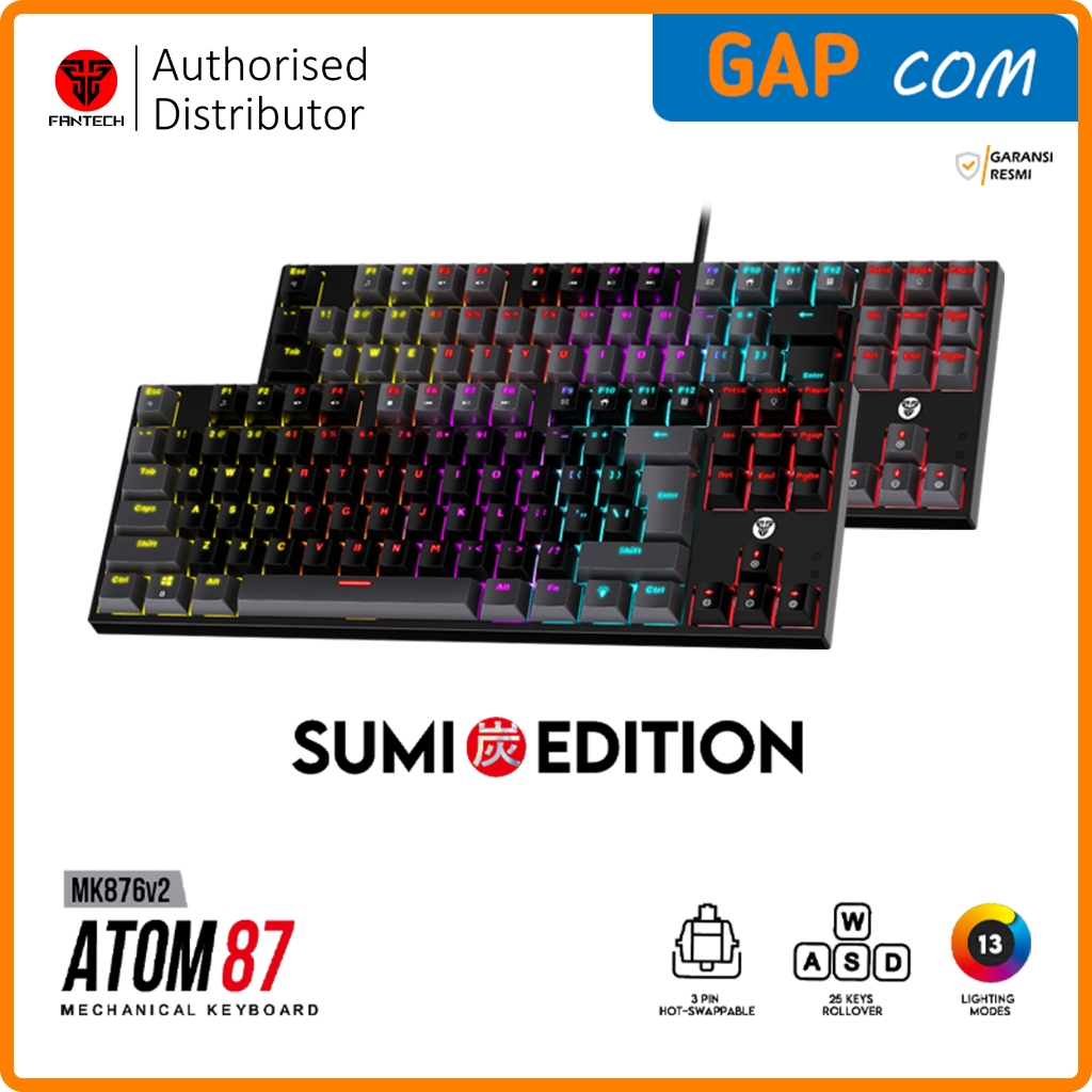 Jual Keyboard Gaming Mechanical Fantech MK876 | MK876v2 Atom TKL RGB Grey/Black | Shopee Indonesia