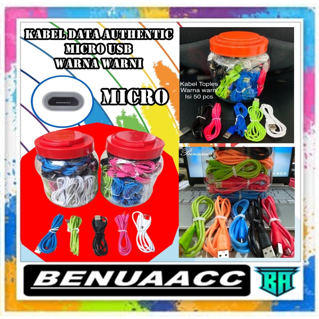 Jual (ba) Kabel Data Authentic Micro USB Warna Warni | Shopee Indonesia