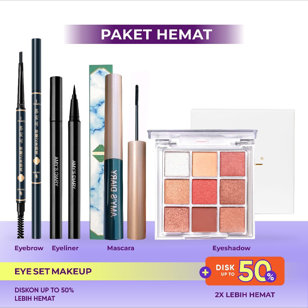 Jual [PAKET HEMAT] Eye Makeup Set Eyebrow Eyeliner Maskara Eyeshadow 9 ...