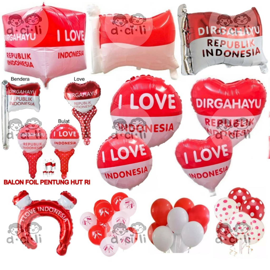 Jual Balon Foil Pentungan Bando Pin Bros Bendera Stiker Dekorasi Hiasan ...