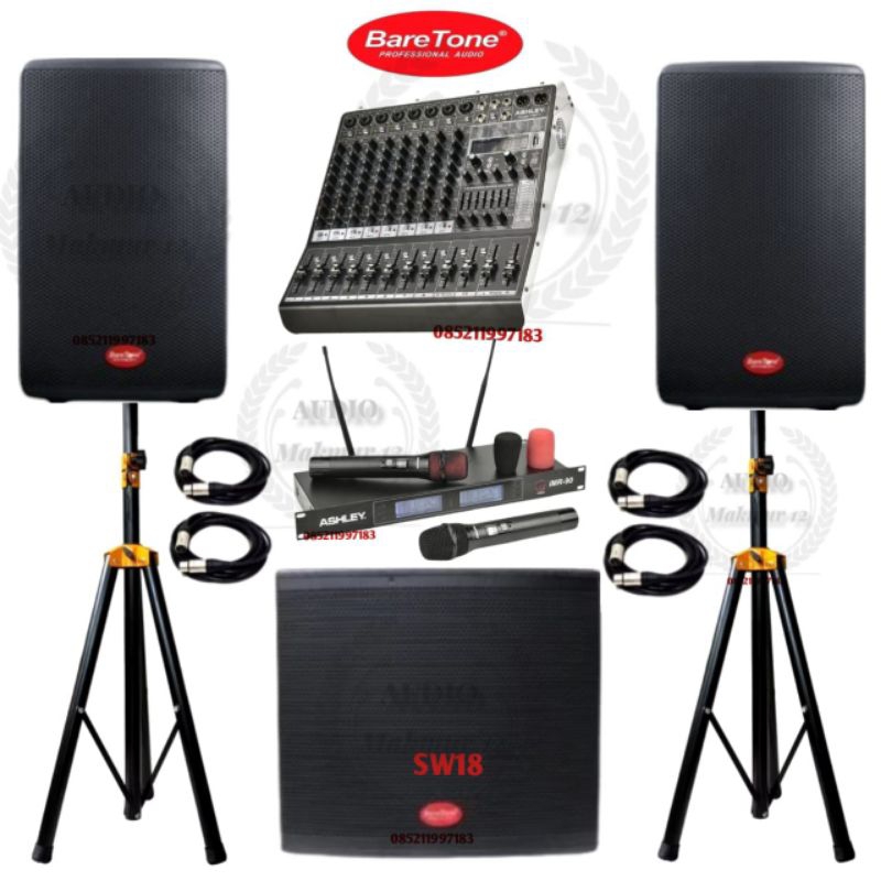 Jual Paket Sound System Baretone MAX15RC Komplit Subwoofer Baretone SW18 18 Inch Plus Mixer ...