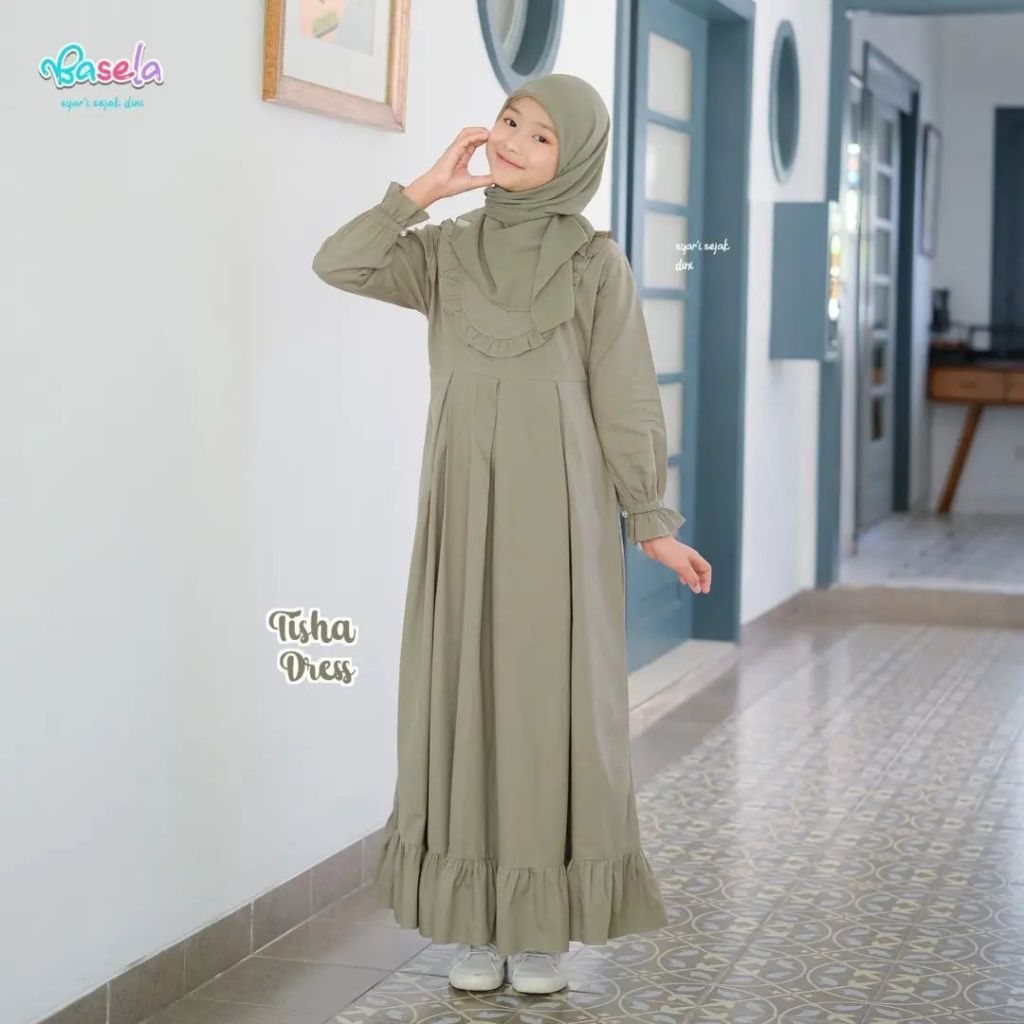 Jual Gamis Anak Syari Set Hijab Crinkle Gamis Polos Simpel 10-15 Tahun ...