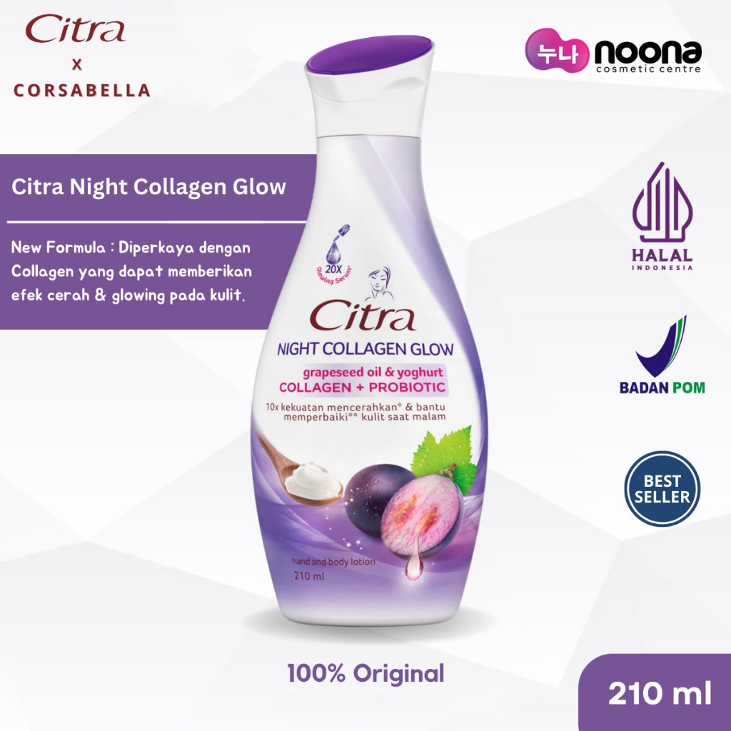Jual CITRA NIGHT COLLAGEN GLOW HAND & BODY LOTION 210ML | Shopee Indonesia