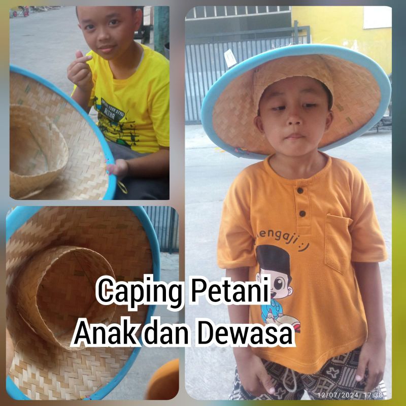 Jual Caping Pak Tani Topi Bambu Warna Warni Anak Dan Dewasa Plus Peci ...
