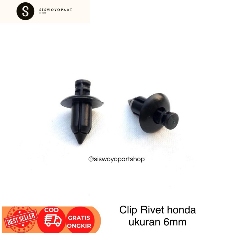 Jual Baud Klip Plastik Rivet Baut Kancing Body honda 6mm baut rivet ...