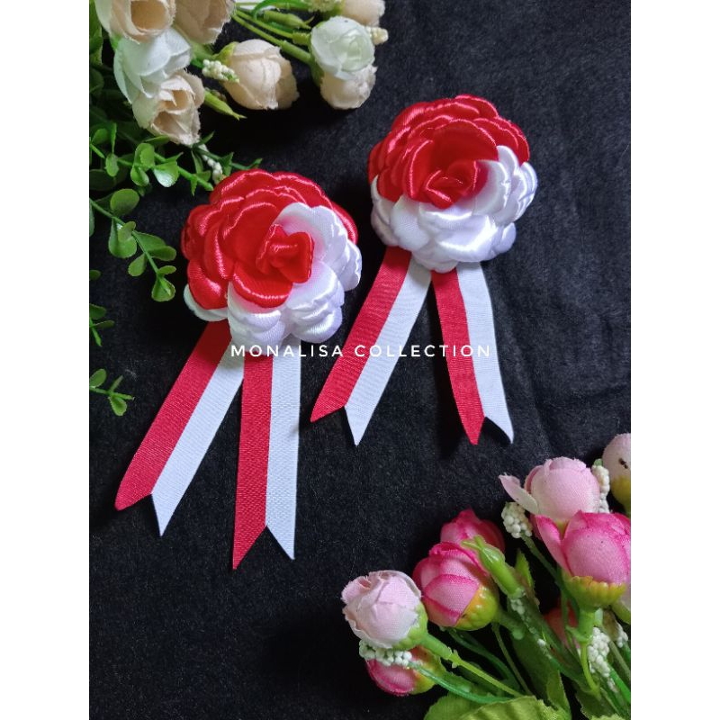 Jual Bros seragam merah putih agustusan bros mawar pin hijab ...