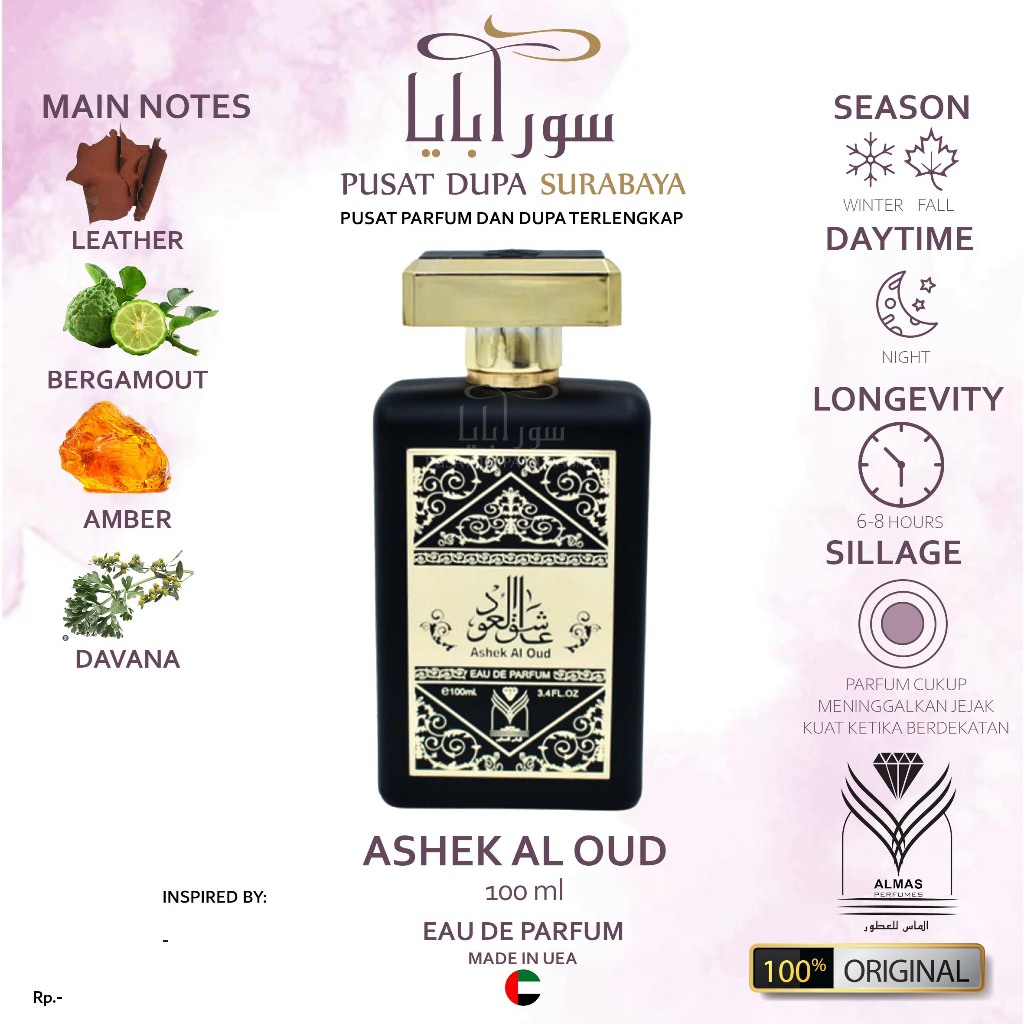 Jual Parfum Asli Arab Original Premium almas /Dubai/ Ashek Al Oud ...
