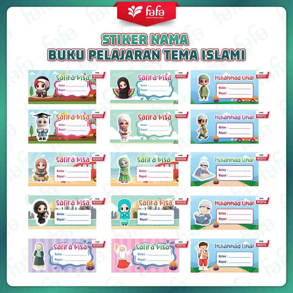 Jual Stiker/stickers nama buku pelajaran tema islami label nama buku ...
