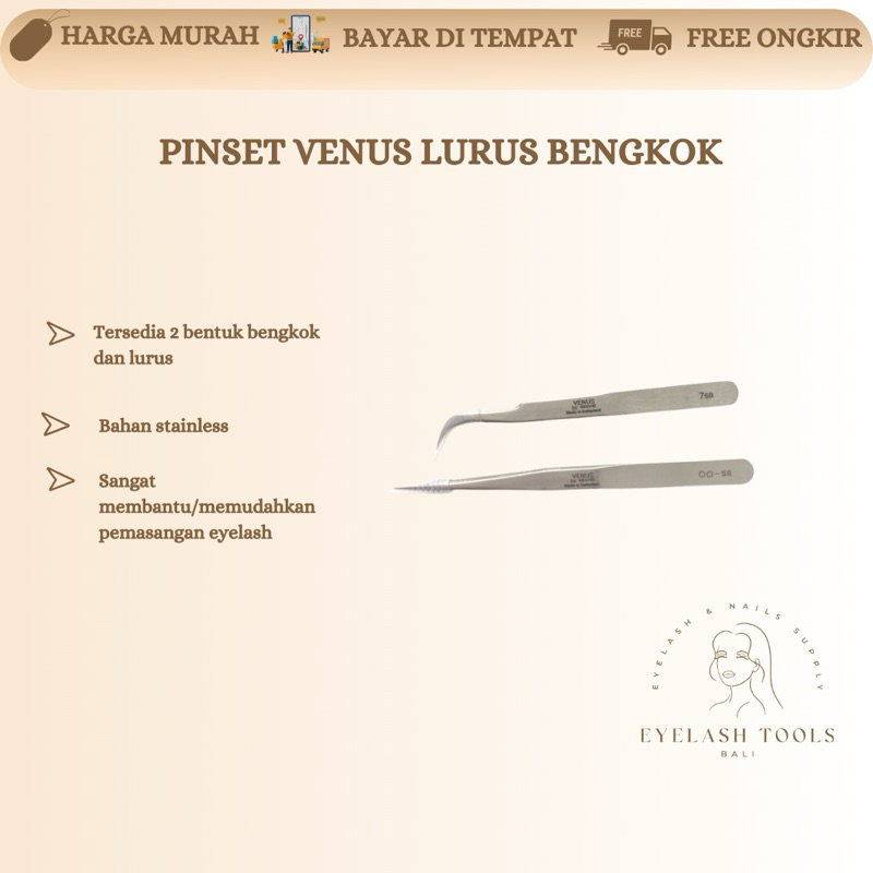 Jual PINSET EYELASH EXTENSION VENUS TWEEZERS LURUS BENGKOK | Shopee ...
