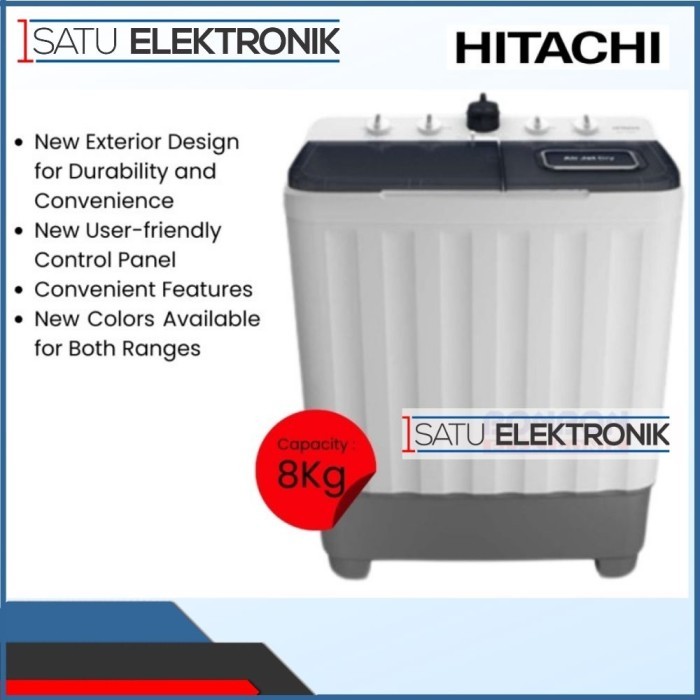 Jual Mesin Cuci Hitachi 2 Tabung Top Loading 8 kg LTT08JWT LTT 08JWT | Shopee Indonesia