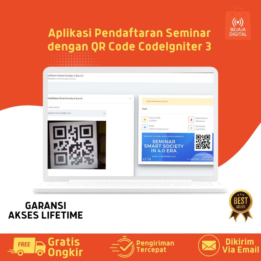 Jual Aplikasi Pendaftaran Seminar dengan QR Code CodeIgniter 3 | Shopee Indonesia