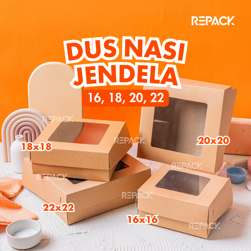 Jual Box Kraft / Kotak Nasi JENDELA 16x16 18x18 20x20 22x22 / Premium ...
