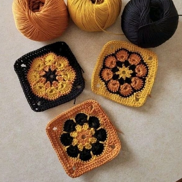 Jual Granny Square 7 | Granny Square Bunga | Crochet Coaster | Coaster ...
