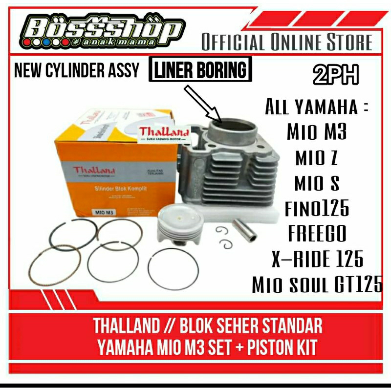 Jual New Cylinder Assy BORING THALLAND 2PH Blok Seher Standar All Yamaha Mio M3 Fino125 dll ...