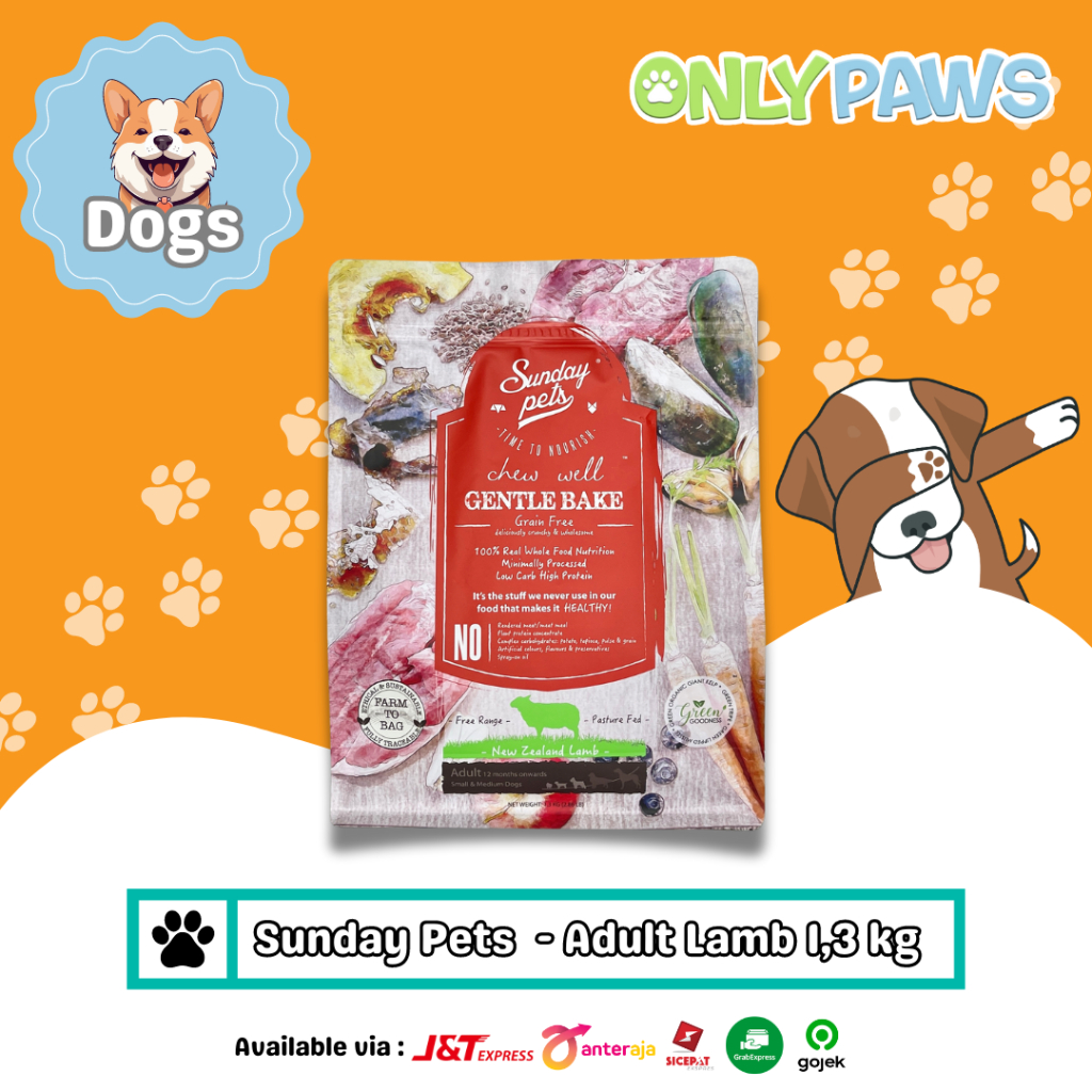 Jual Sunday Pets Gentle Bake Lamb Adult 1,3KG Makanan Anjing Ovenbaked ...