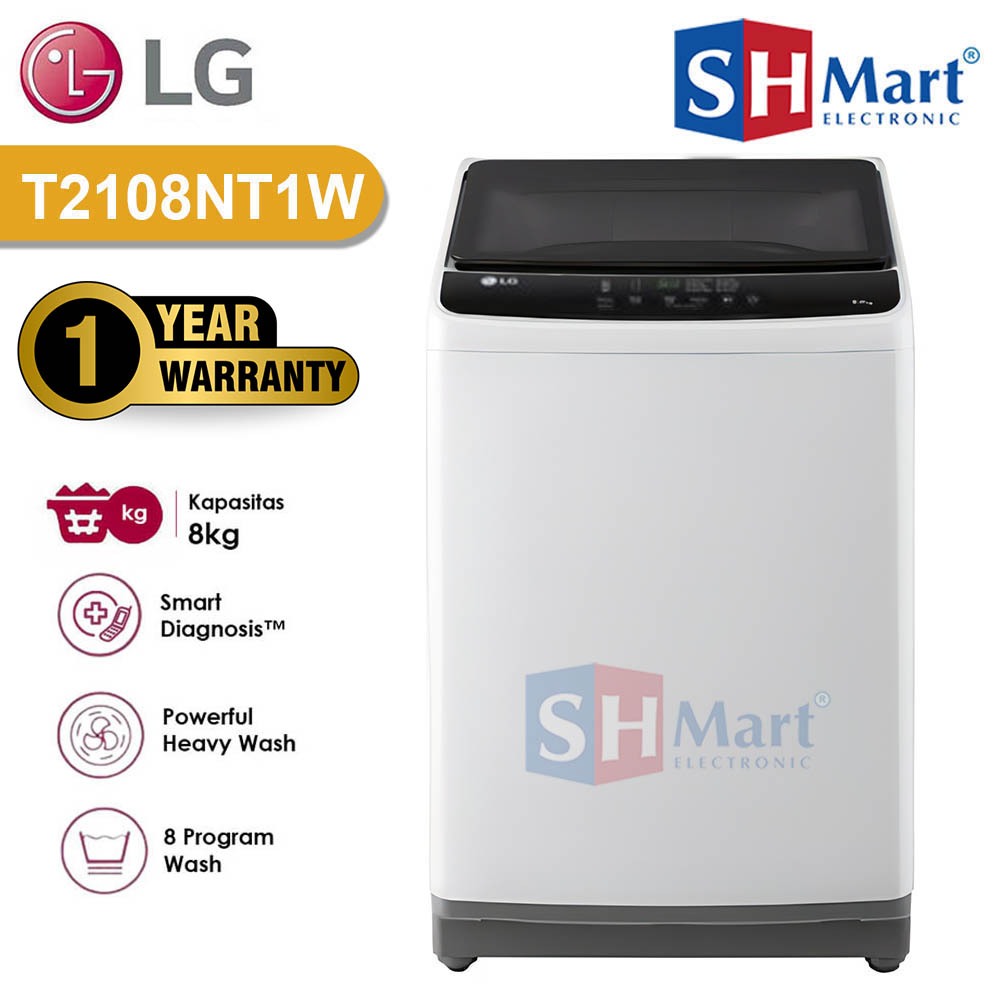 Jual MESIN CUCI LG 1 TABUNG 8 KG T2108NT1W / 9 KG T2109NT1G GARANSI ...