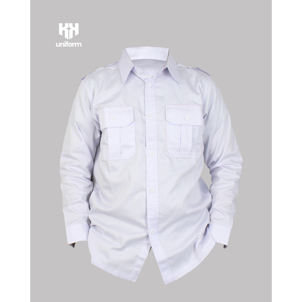 Jual KEMEJA PUTIH POLOS/ baju dinas lapangan/ gunung/ Outdoor / PDL ...