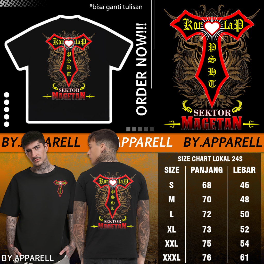 Jual Kaos Korlap Magetan (Korlap PSHT Bisa Ganti Tulisan) | Shopee Indonesia