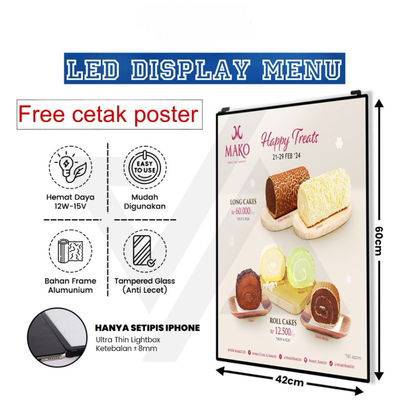 Jual LED Cafe Menu Board/LED Sign board/Slim Light Box/LED Light Box/LED Display Sign Board/LED ...