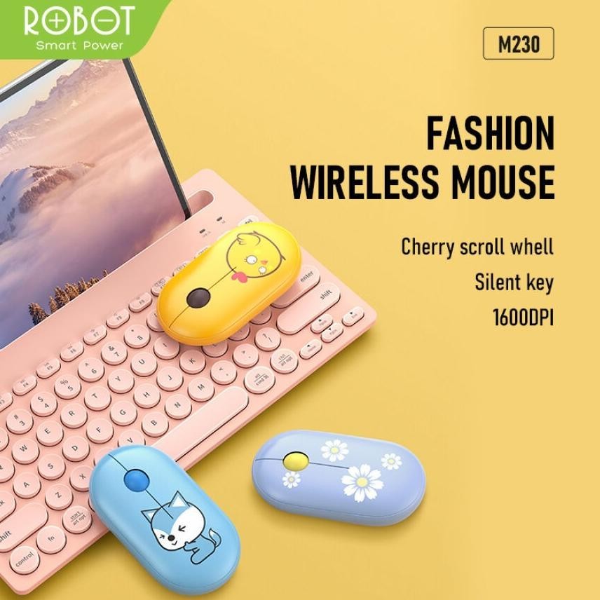 Jual Mouse Wireless Robot M230 Silent Stylish 2.4GHz Silent Klik 1600 ...