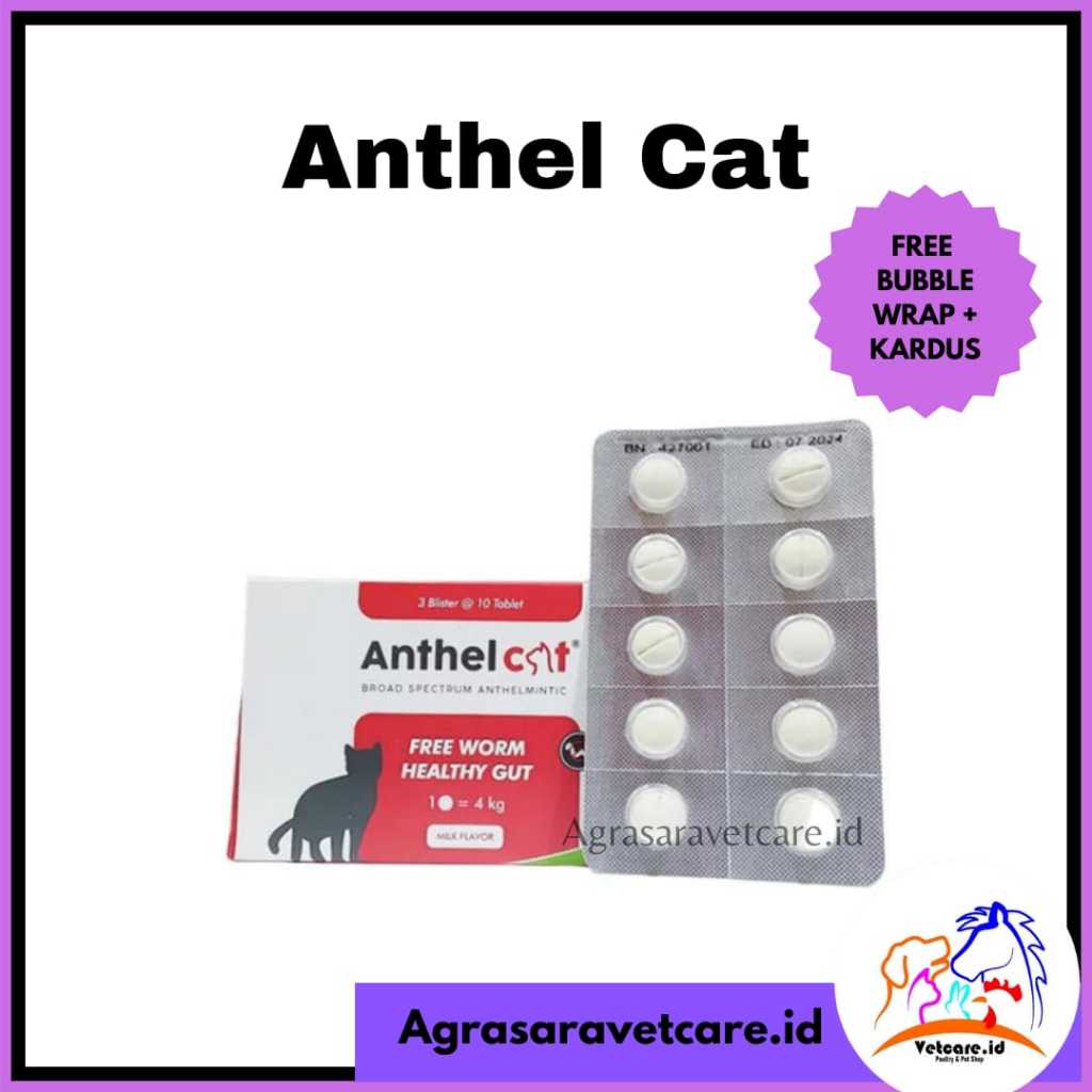 Jual Anthel cat 1 TABLET- Obat Cacing Kucing LIKE DRONTAL CAT | Shopee ...