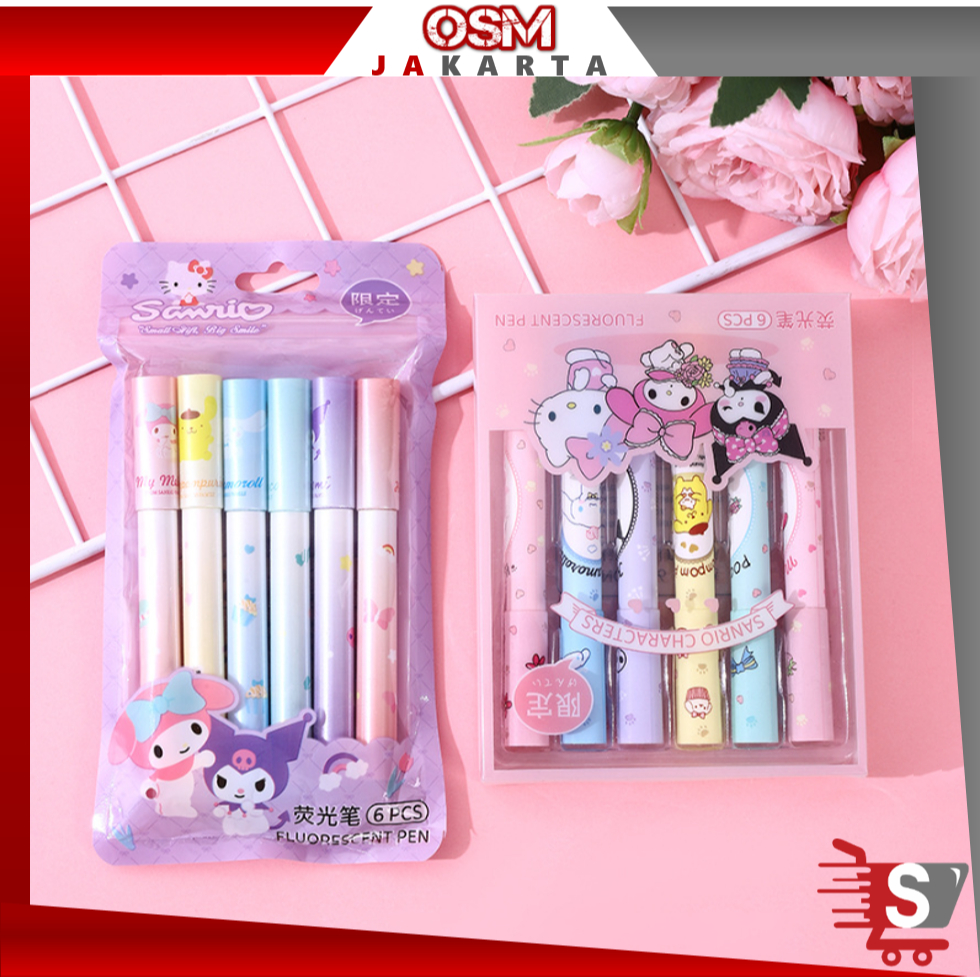 Jual OSM JKT S6347 Set Highlighter Warna Warni / 6 PCS Stabilo Motif ...