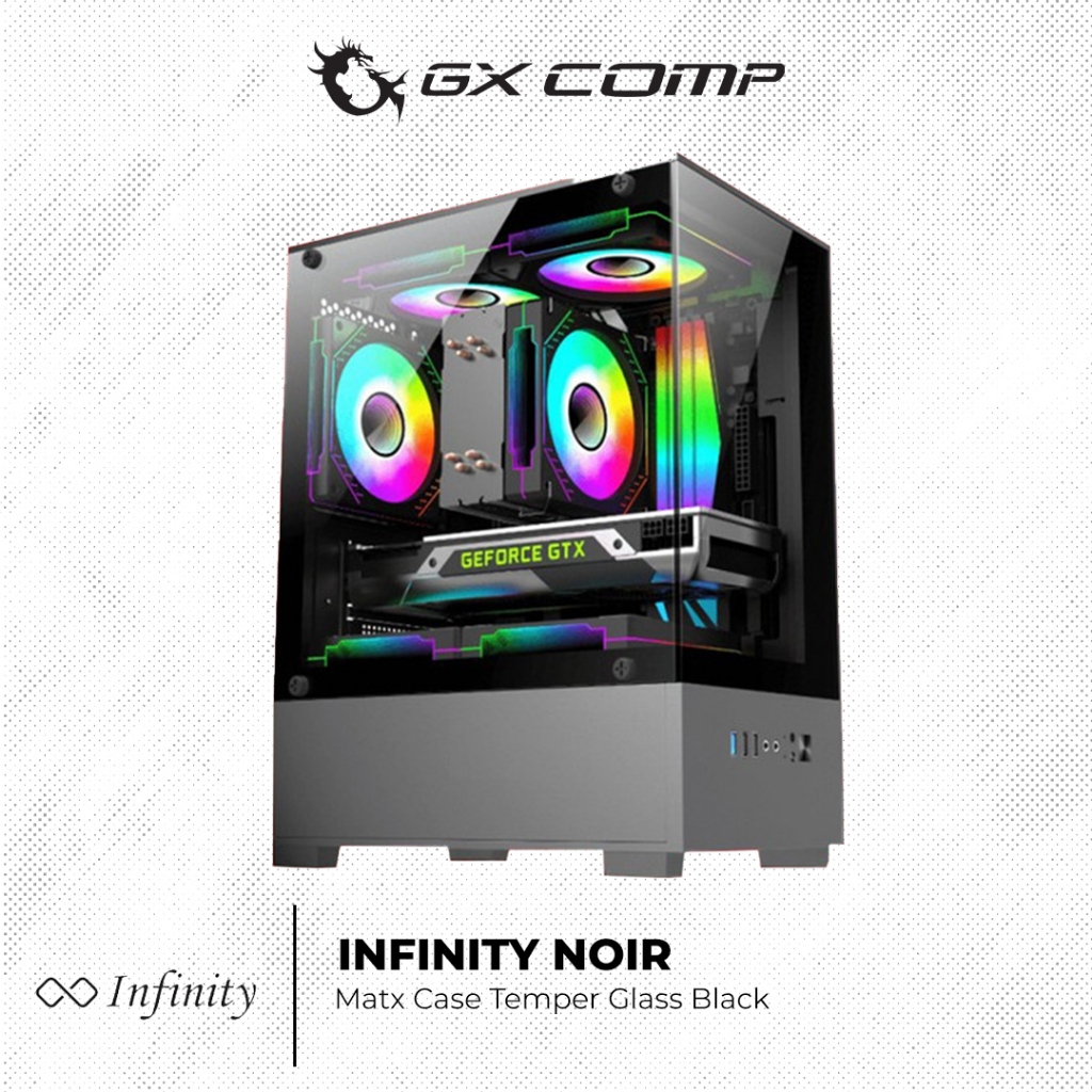 Jual INFINITY NOIR Black - Casing PC M-ATX / CPU PC Case Gaming Free 3 ...