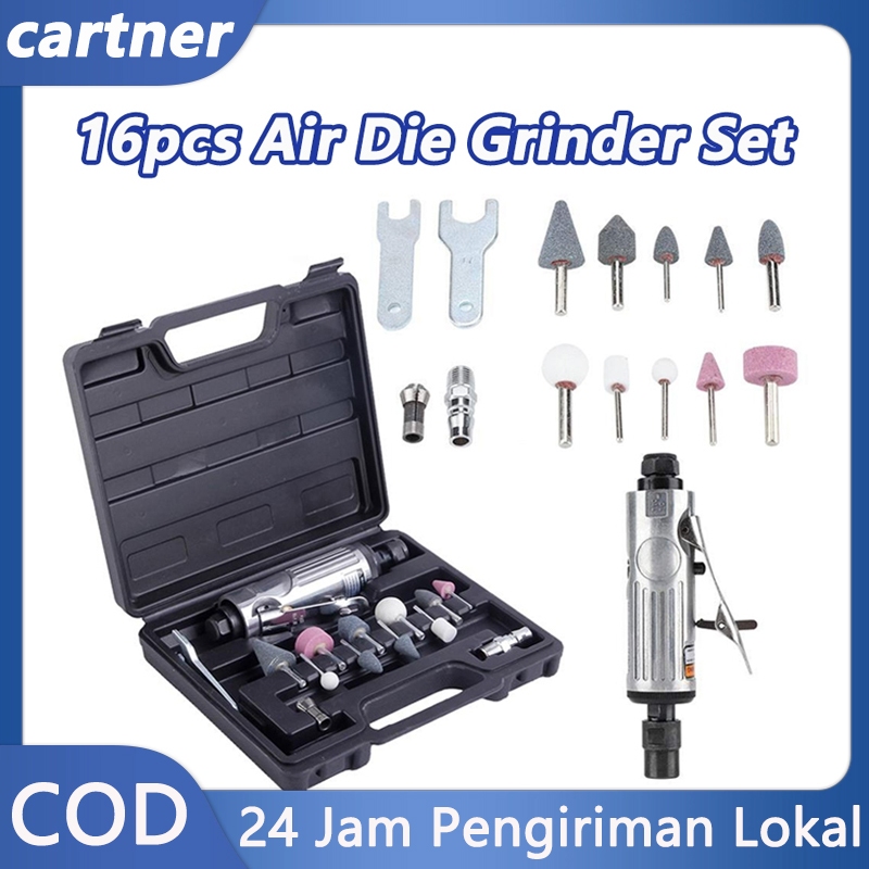 Jual 16pcs Air Die grinder 1/4" Mesin Gerinda Angin 3mm - 6mm Alat ...