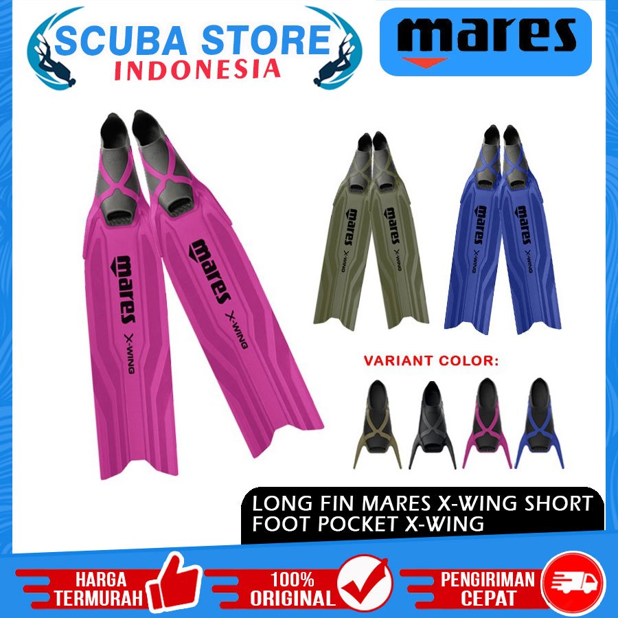 Jual Semi Long Fin Mares X-Wing Foot Pocket X-Wing B-Fins Sepatu Kaki Katak Semi Panjang Selam ...