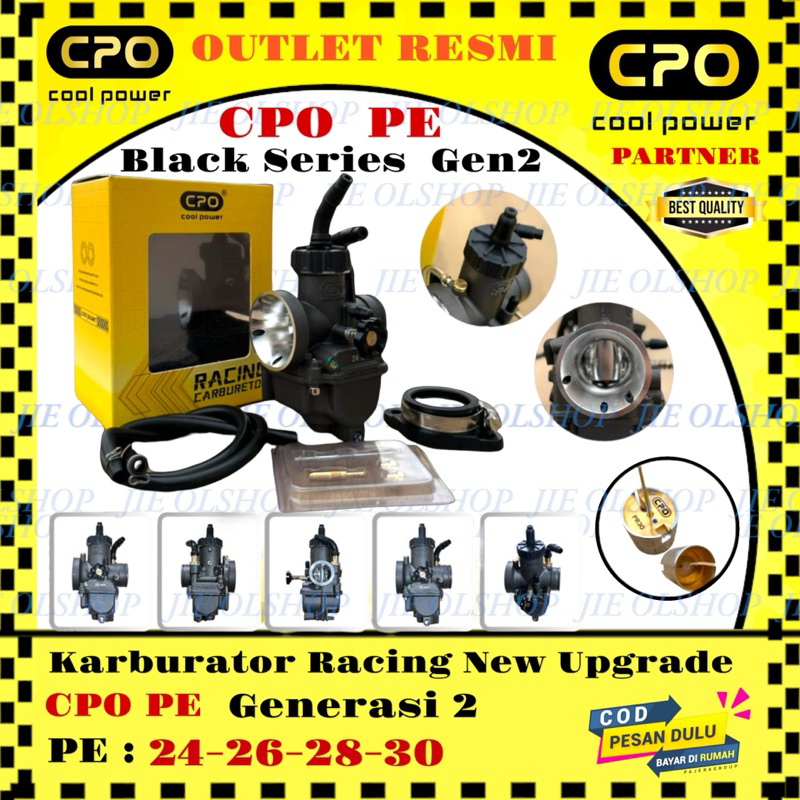 Jual Karburator Racing CPO Gen2 PE 24 26 28 30 Original Cool Power New Upgrade Generasi 2 Black ...
