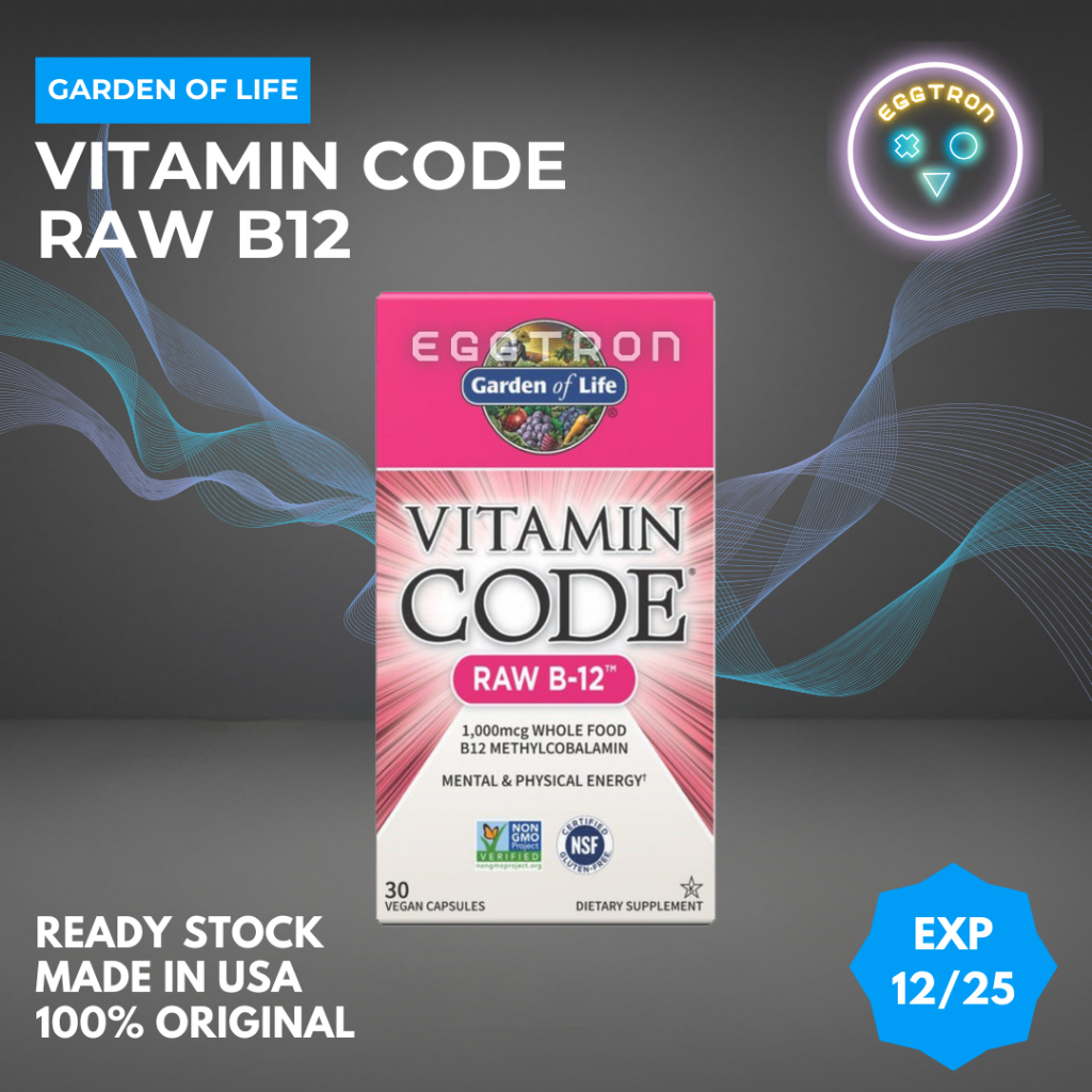 Jual Vitamin Code Raw B 12 1000 mcg Garden of Life 30 whole food Vit ...