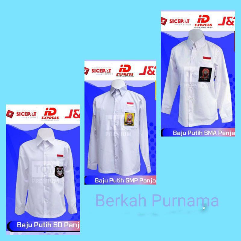 Jual ~ Baju Seragam sekolah Putih Lengan Panjang Pria dan wanita Untuk ...