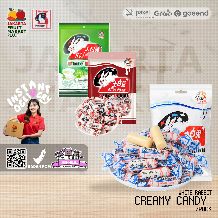 Jual WHITE RABBIT creamy candy milk red bean matcha susu viral ...
