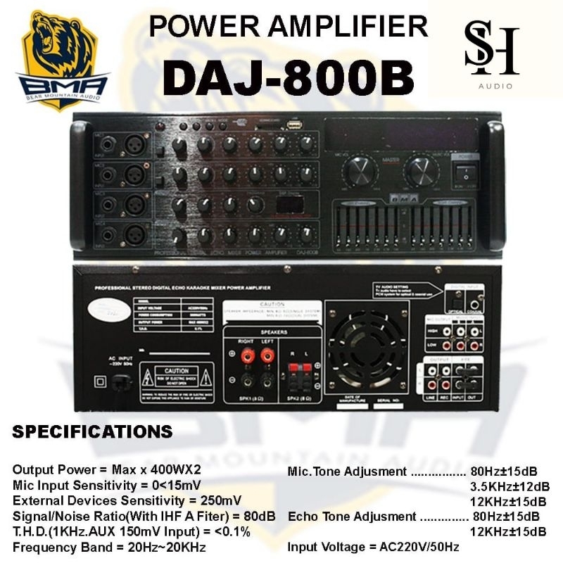 Jual AMPLIFIER BMA DAJ 800B / AMPLI KARAOKE BMA DAJ 800 B POWER AMPLIFIER KARAOKE BMA | Shopee ...