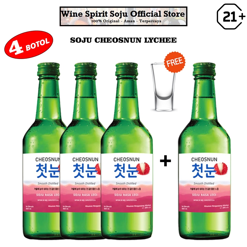 Jual Promo 3 + 1 Soju Cheosnun Lychee 360ml FREE SLOKI | Shopee Indonesia