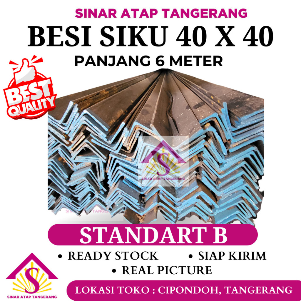Jual BESI SIKU 40 x 40 ( Lebar 3.8 cm tebal 2.4 mm) panjang 6 Meter ...