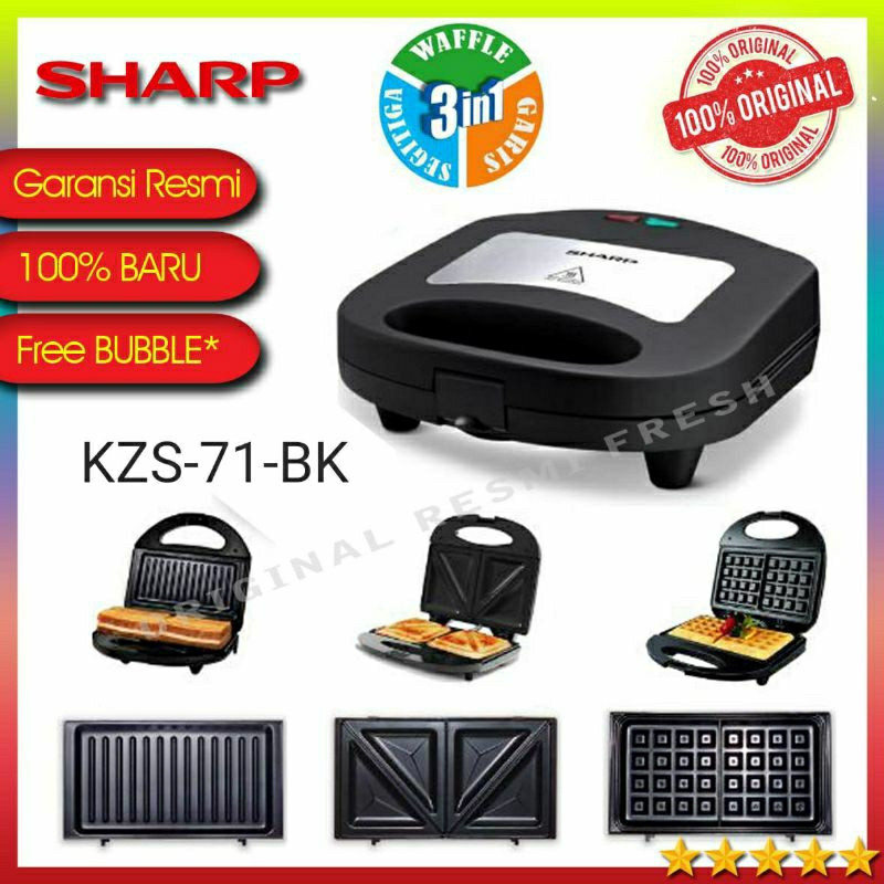 Jual SHARP Toaster Pemanggang Roti KZS-71-BK 3in1 Multi Plate | Shopee ...