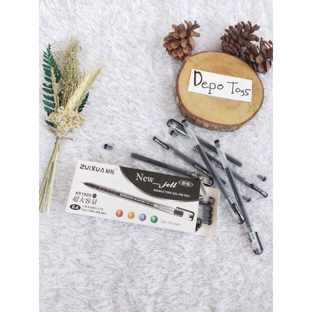 Jual (1 Pack) Bolpoin New Gel Van-Art V-01 HITAM (1pack 12pc), gel pen ...