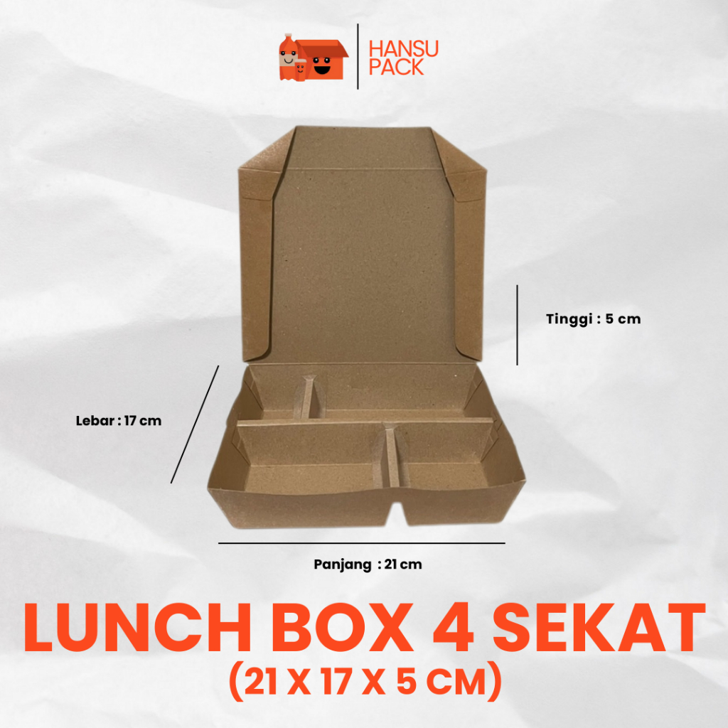 Jual (Isi 25pc) Paper Lunch Box Sekat 4 Kraft Paper Lunchbox Kraft ...