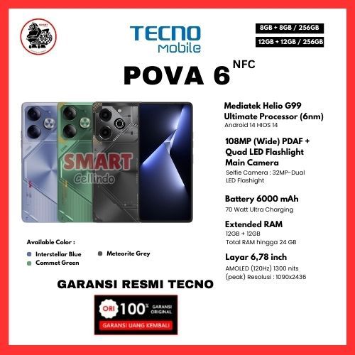 Jual HP TECNO POVA 6 NFC 12/256GB, POVA 6 NFC 8/256GB,TECNO POVA 5 NFC ...