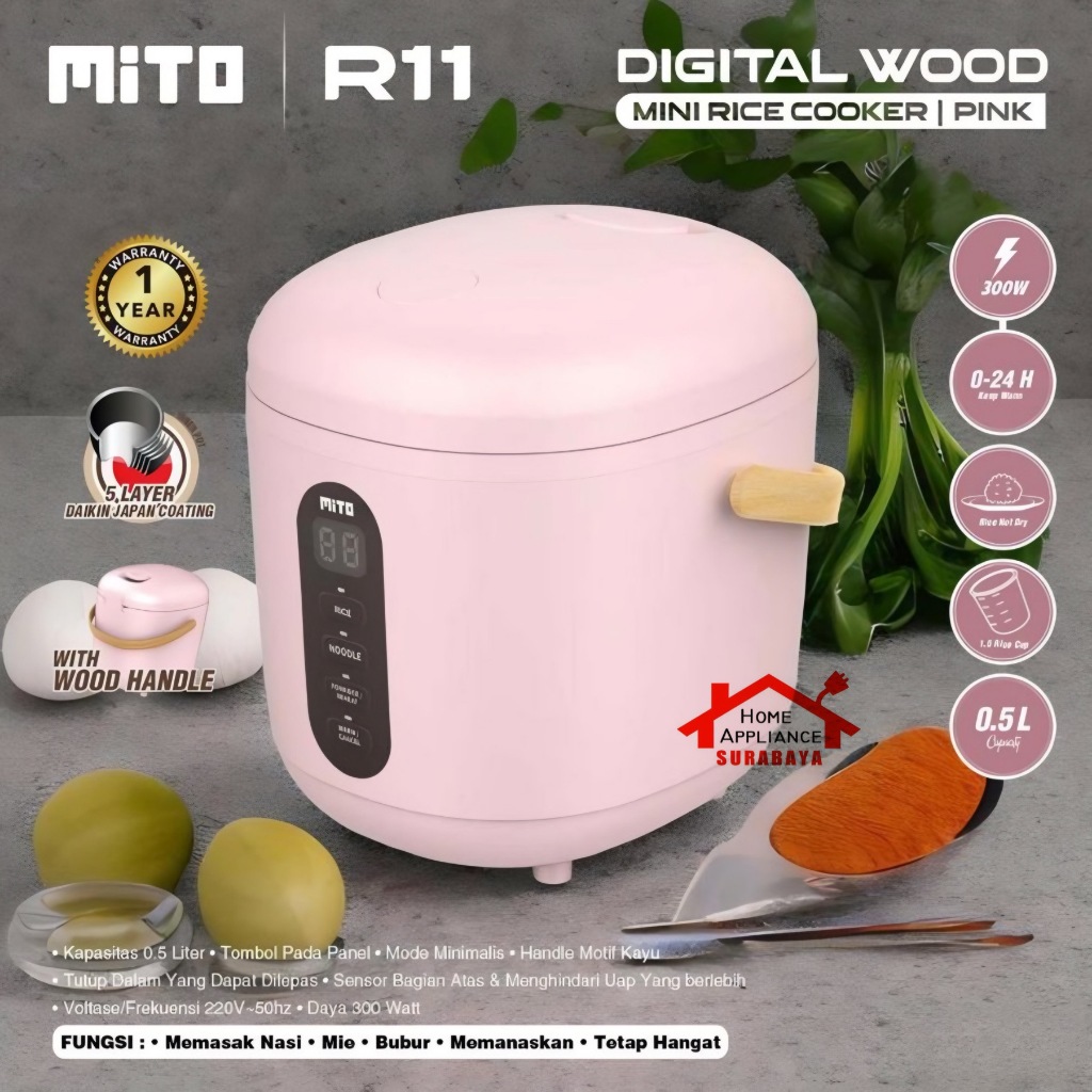 Jual MITO Rice Cooker Mini Digital Wood Series R11 0.5 Liter ...