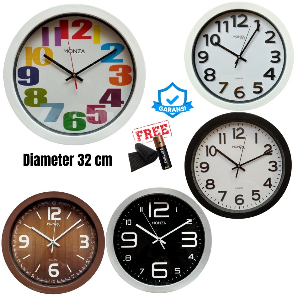 Jual JAM DINDING BESAR MINIMALIS POLOS DIAMETER 32CM MONZA M1 | Shopee ...