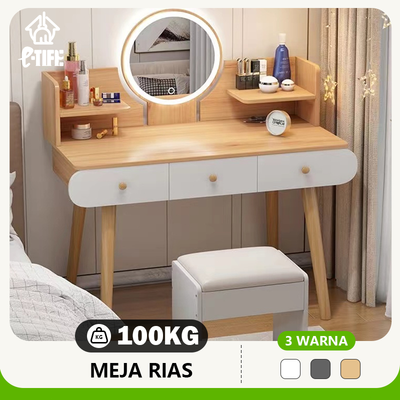 Jual ETIFE MEJA RIAS SET KURSI PITA MEJA RIAS LAMPU LED MEJA RIAS AESTHETIC MEJA RIAS MINIMALIS ...