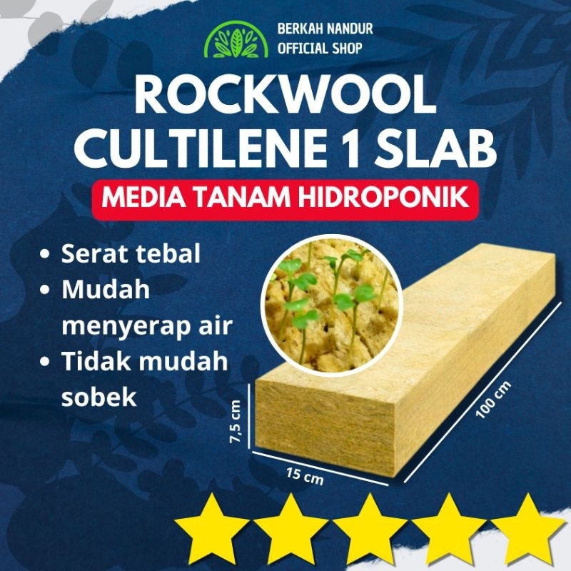 Jual Rockwool Hidroponik 1 Slab Cultilene 100 x 15 x 7,5 cm Rock Wool Hidroponik Media Tanam ...