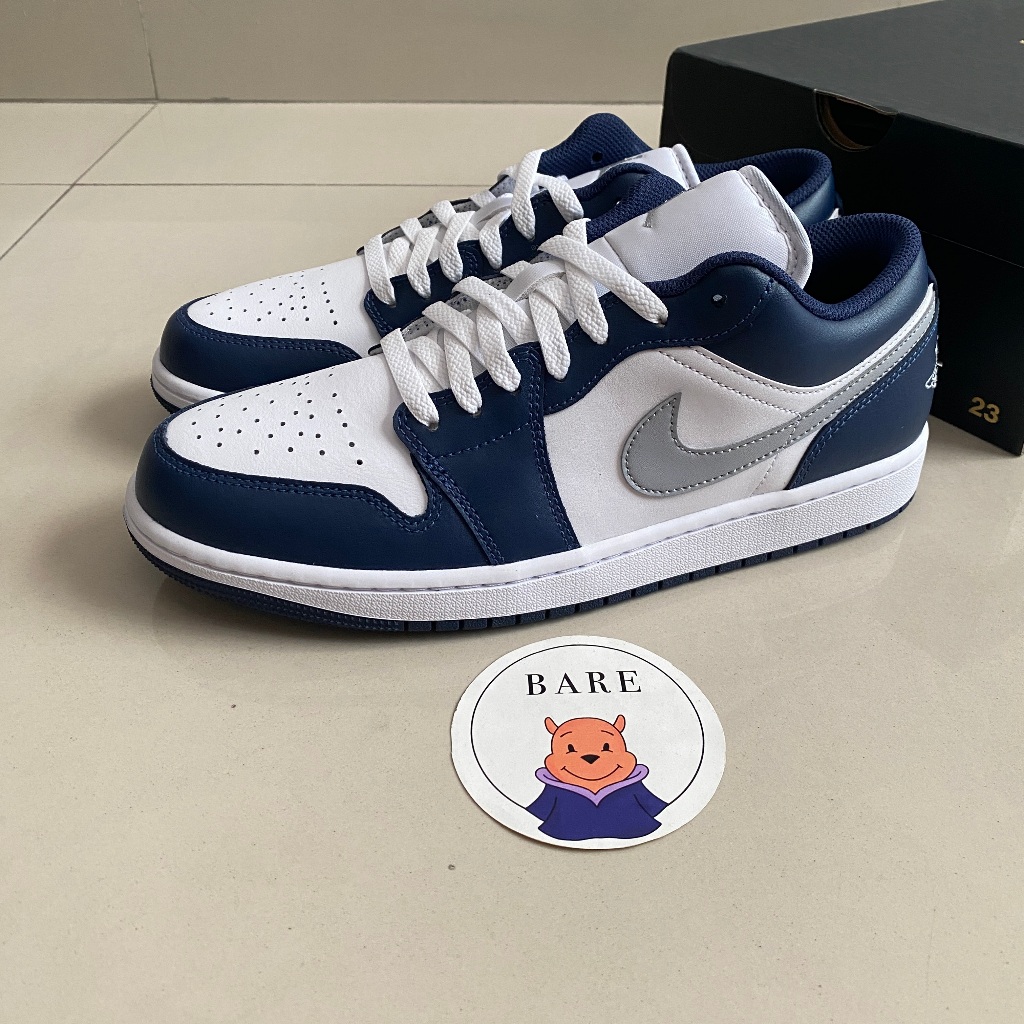 Jual Air Jordan 1 Low White Wolf Grey Midnight Navy [553558-141 ...